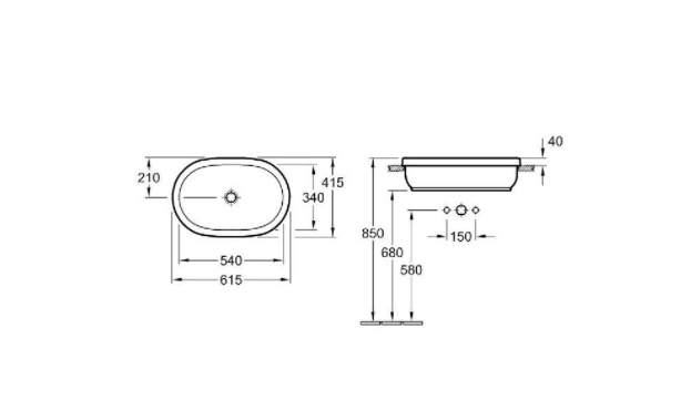Раковина для ванной встраиваемая Villeroy&Boch коллекция Architectura ...