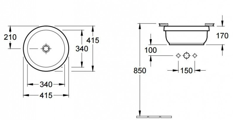 Раковина для ванной встраиваемая Villeroy&Boch коллекция Architectura ...