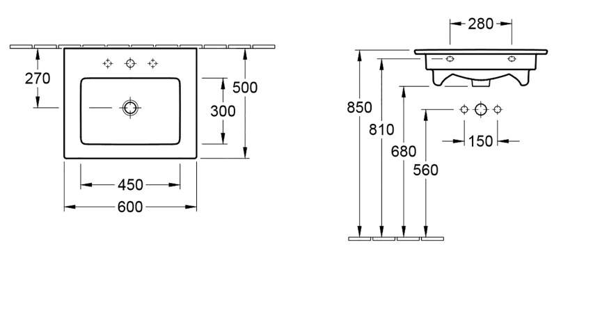 Раковина для ванной подвесная Villeroy&Boch коллекция Venticello белая ...
